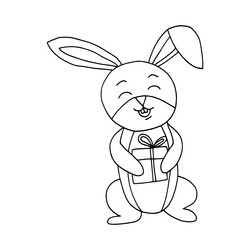 Cute bunny hand drawn in doodle style template Vector Image