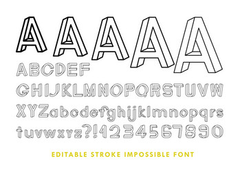 Impossible shape font Royalty Free Vector Image