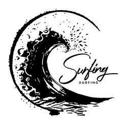 Surfing logo design surfer and wave Royalty Free Vector
