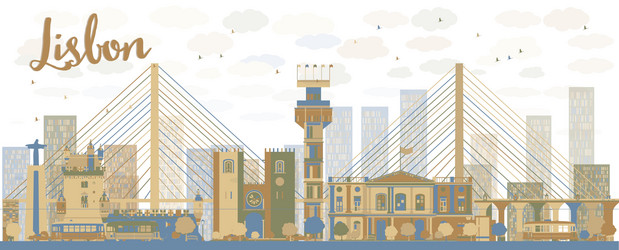 Lisbon skyline portugal city buildings Royalty Free Vector