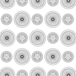 Bike wheels and sprocket pattern background Vector Image