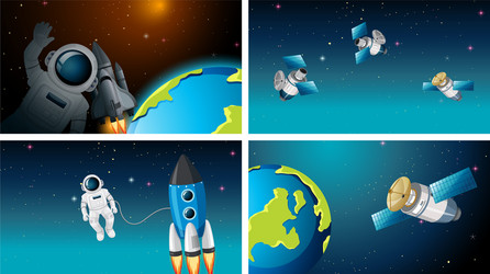 Cartoon set astronaut in space Royalty Free Vector Image
