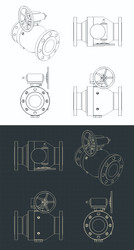 Ball valve blueprint Royalty Free Vector Image