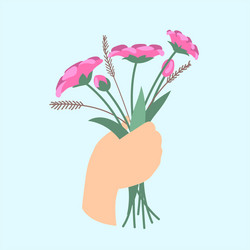 Cartoon female hand holding flower Royalty Free Vector Image