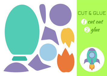 Cut and glue paper rocket color cutting Royalty Free Vector
