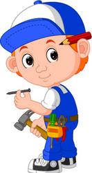 Funny carpenter cartoon Royalty Free Vector Image