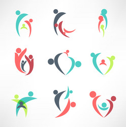 Happy family icons symbols collection Royalty Free Vector