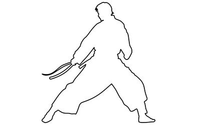 Karate fighter in kimonoaikido outline Royalty Free Vector