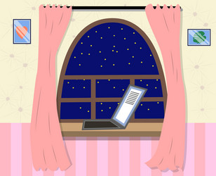 Morning from window icon in cartoon style Vector Image