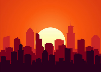 Sunset cityscape background Royalty Free Vector Image