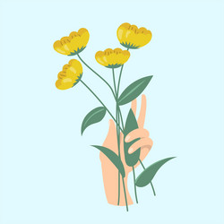 Cartoon female hand holding flower Royalty Free Vector Image