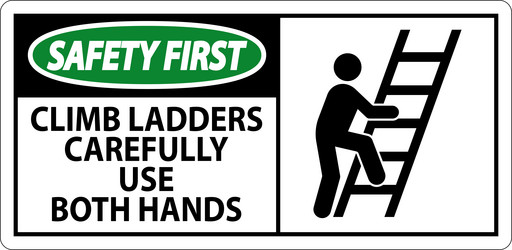 Safety first sign climb ladders carefully use Vector Image