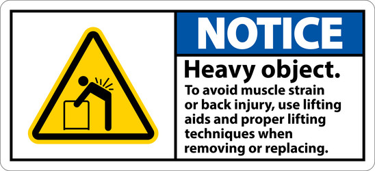 Danger heavy object use lifting aids label Vector Image
