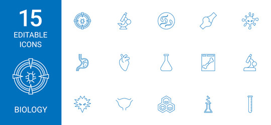 12 biology icons Royalty Free Vector Image - VectorStock