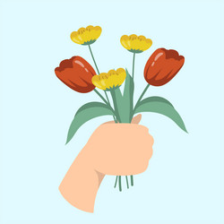 Cartoon female hand holding flower Royalty Free Vector Image