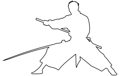 Karate fighter in kimonoaikido outline Royalty Free Vector