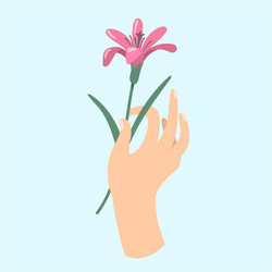 Cartoon female hand holding flower Royalty Free Vector Image