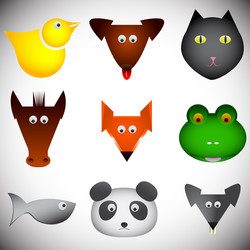 Flat childish rectangular animals set Royalty Free Vector