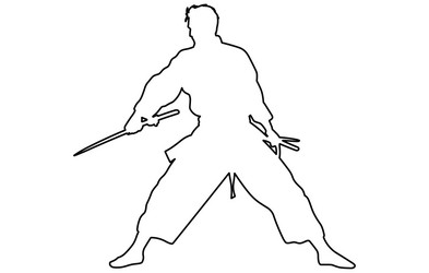 Karate fighter in kimonoaikido outline Royalty Free Vector