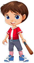 Boy baseball player cartoon character Royalty Free Vector