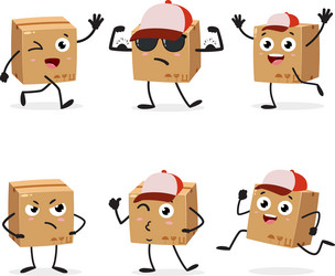 Funny trash bin cartoon characters isolated Vector Image