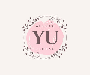 Yu initials letter wedding monogram logos Vector Image