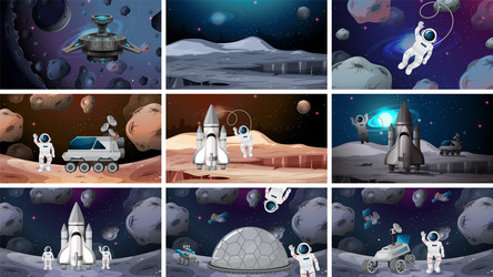 Large set outer space scenes Royalty Free Vector Image