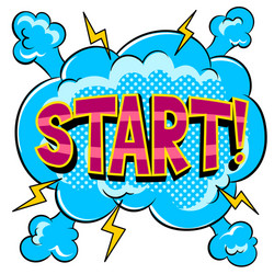 Start finish pop art comics icon speech bubble Vector Image