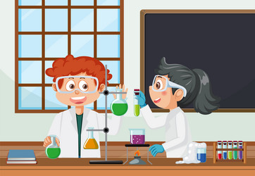 Scientist kids in the classroom Royalty Free Vector Image