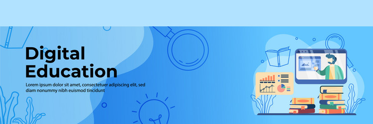 Digital learning web banner design students study Vector Image
