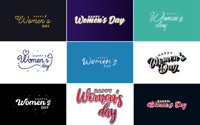 Happy womans day handwritten lettering set for Vector Image