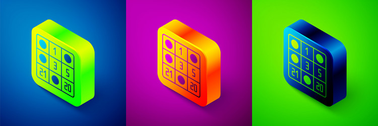 Isometric bingo card with lucky numbers icon Vector Image