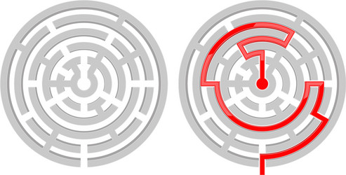 Collection of round maze pattern banner challenge Vector Image