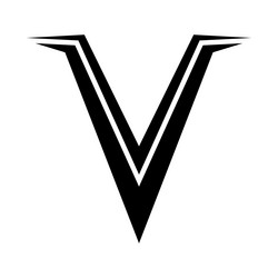 Blue and black rectangle shaped letter v icon Vector Image