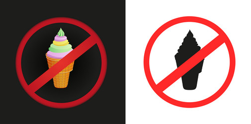 Prohibited fast food sticker sign symbol set Vector Image