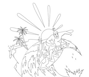 Surfer isolated coloring page for kids Royalty Free Vector