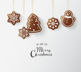 Gingerbread sweets with merry christmas wishes Vector Image