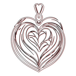 Heart shaped locket outline sketch red Royalty Free Vector