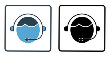 Live support icon people with headphone Royalty Free Vector