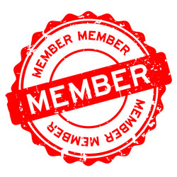 Grunge red member word rubber seal stamp on white Vector Image