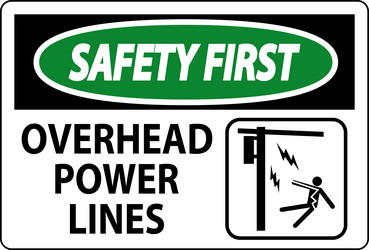 Caution sign overhead power lines Royalty Free Vector Image