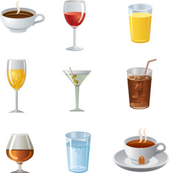 Cocktails realistic alcoholic drinks in glasses Vector Image
