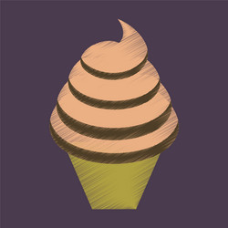 Flat shading style icon ice cream cone Royalty Free Vector