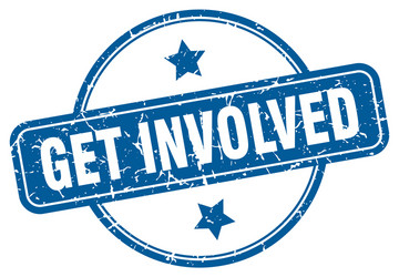 Get involved stamp label round Royalty Free Vector Image