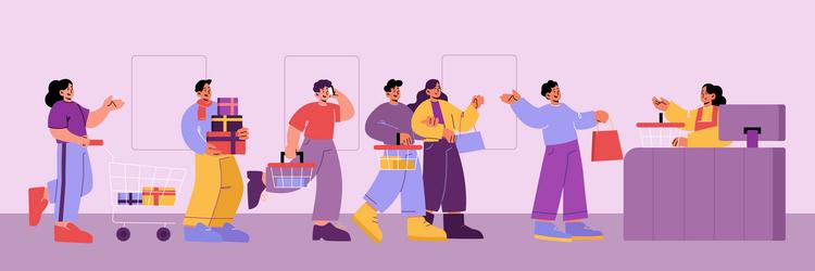 Angry queue in store dissatisfied customers line Vector Image