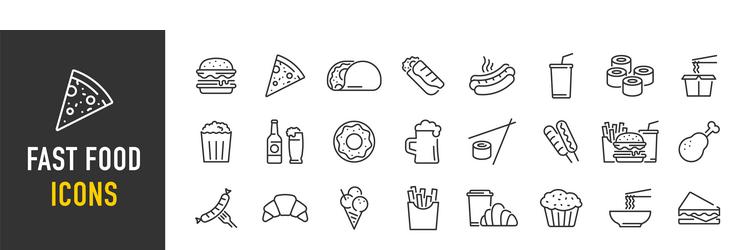 Food and drink web icon set in line style meal Vector Image
