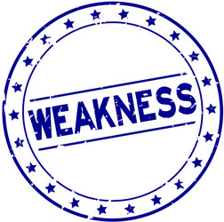 Grunge red weakness word with star icon round Vector Image