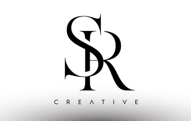 Sr artistic letter logo design with serif font Vector Image