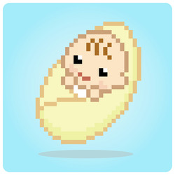 8 bit pixels baby wearing a frog suit cute baby Vector Image
