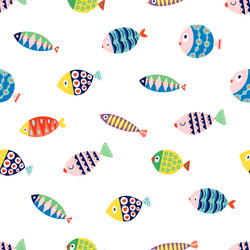 Cute colorful fish kids background sea motif Vector Image